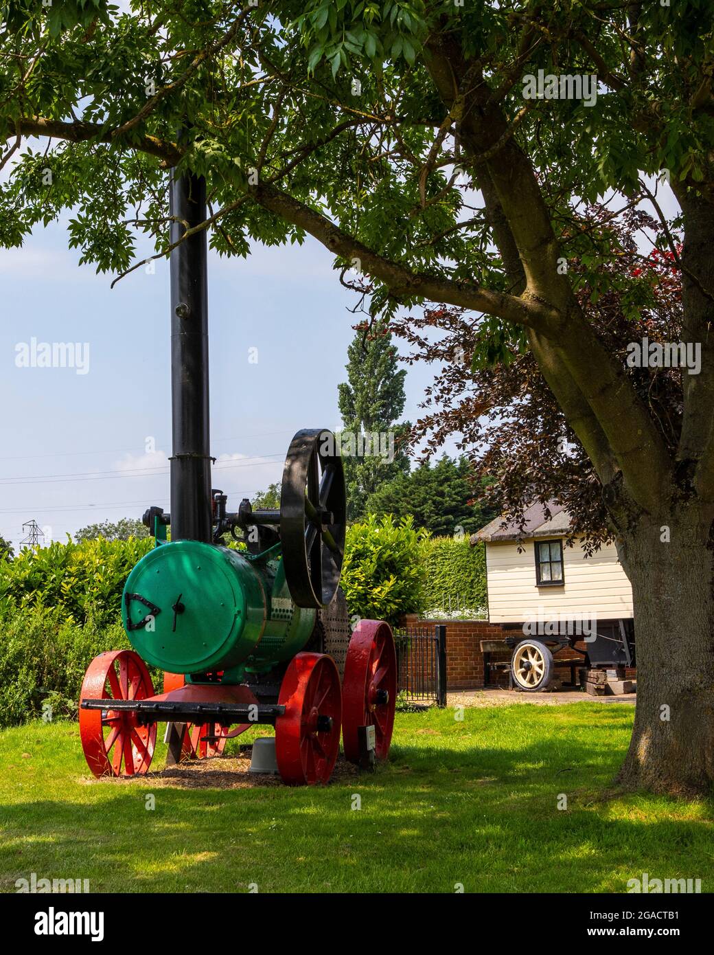 An antique steam locomotive in the village of Battlesbridge in Essex ...