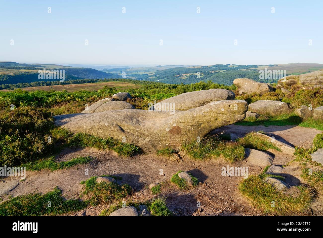 Large gritstone rocks eroded into strange shapes on Surprise View in ...
