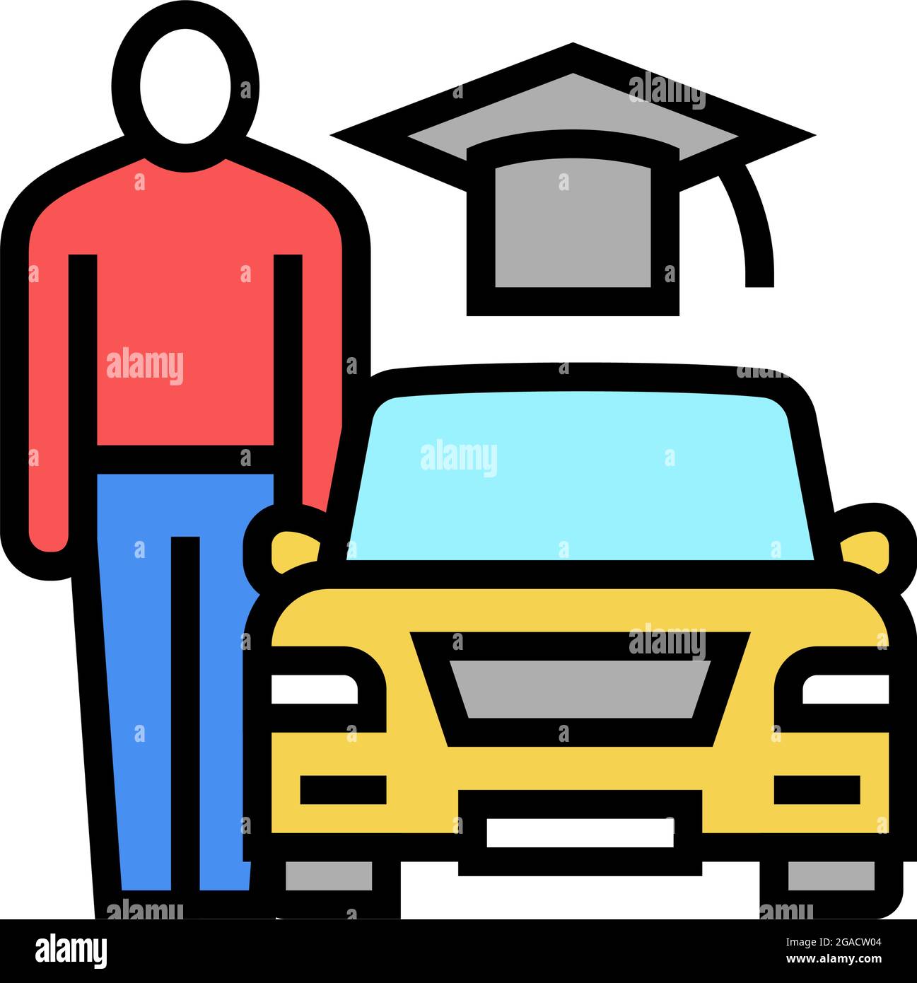 driving lessons for adults color icon vector illustration Stock Vector ...