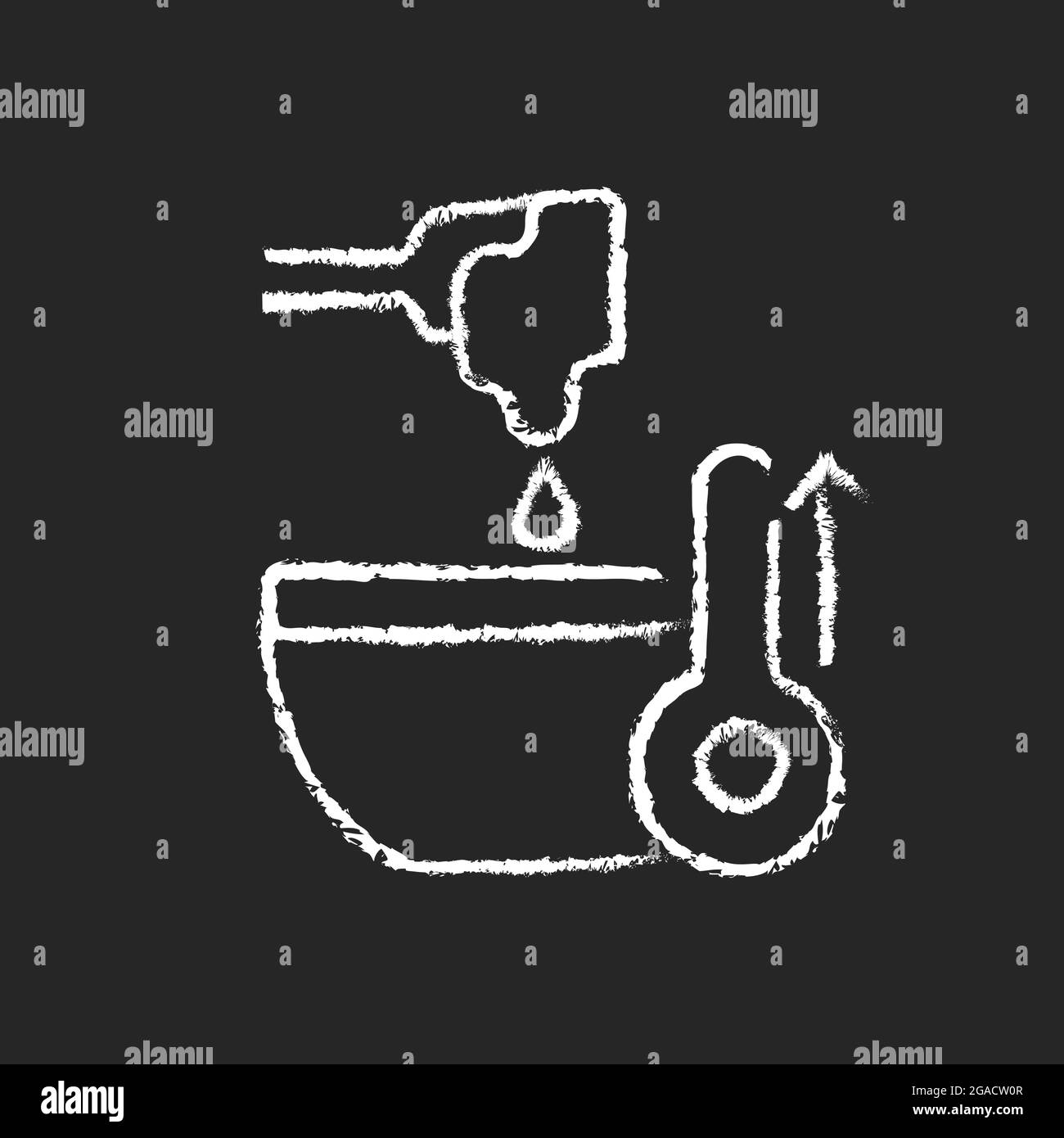 Melt cooking ingredient chalk white icon on dark background. High ...