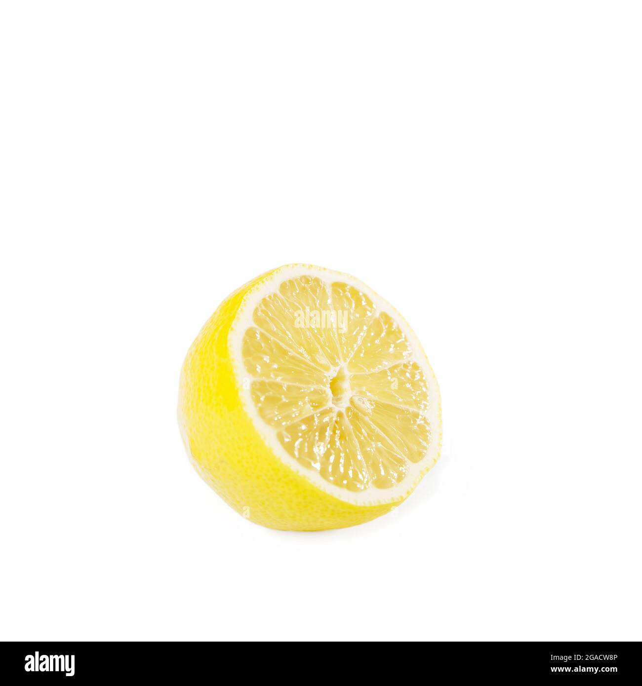 Half sliced lemon is on white background Stock Photo - Alamy
