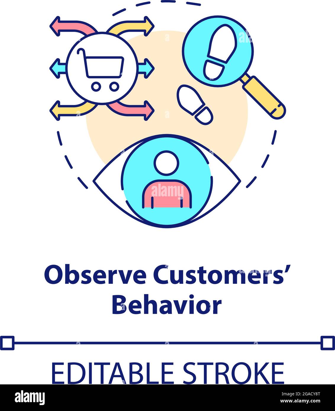 Observe customers behavior concept icon. Individual buying habits ...
