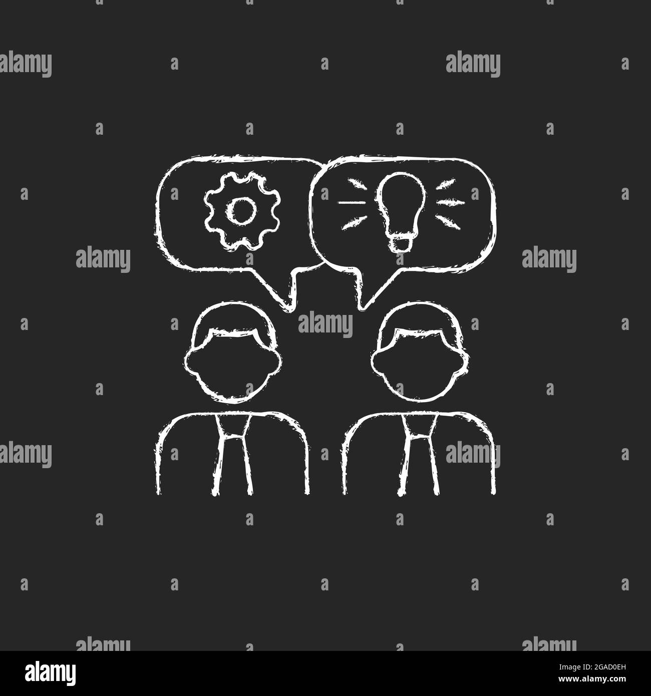 Brainstorming chalk white icon on dark background Stock Vector Image ...