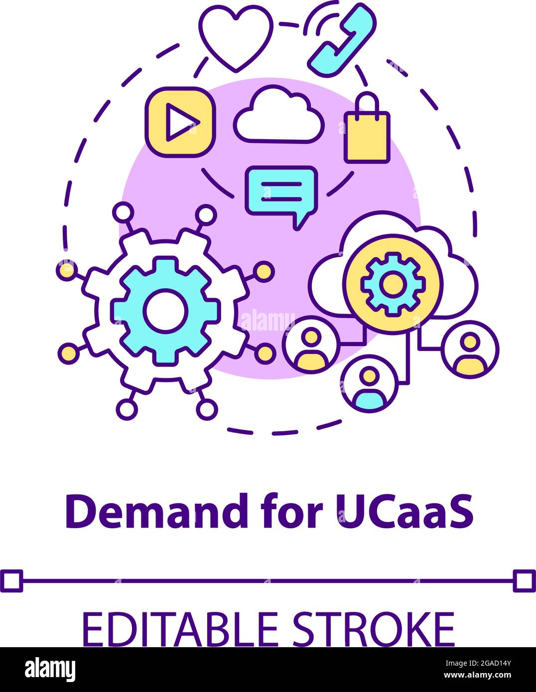 Demand for UCaaS concept icon. Unified communication as service. Cloud ...
