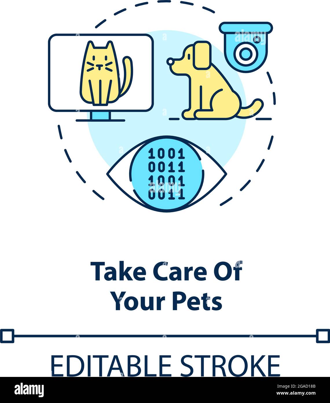 Take care of your pets concept icon. Security camera for home ...
