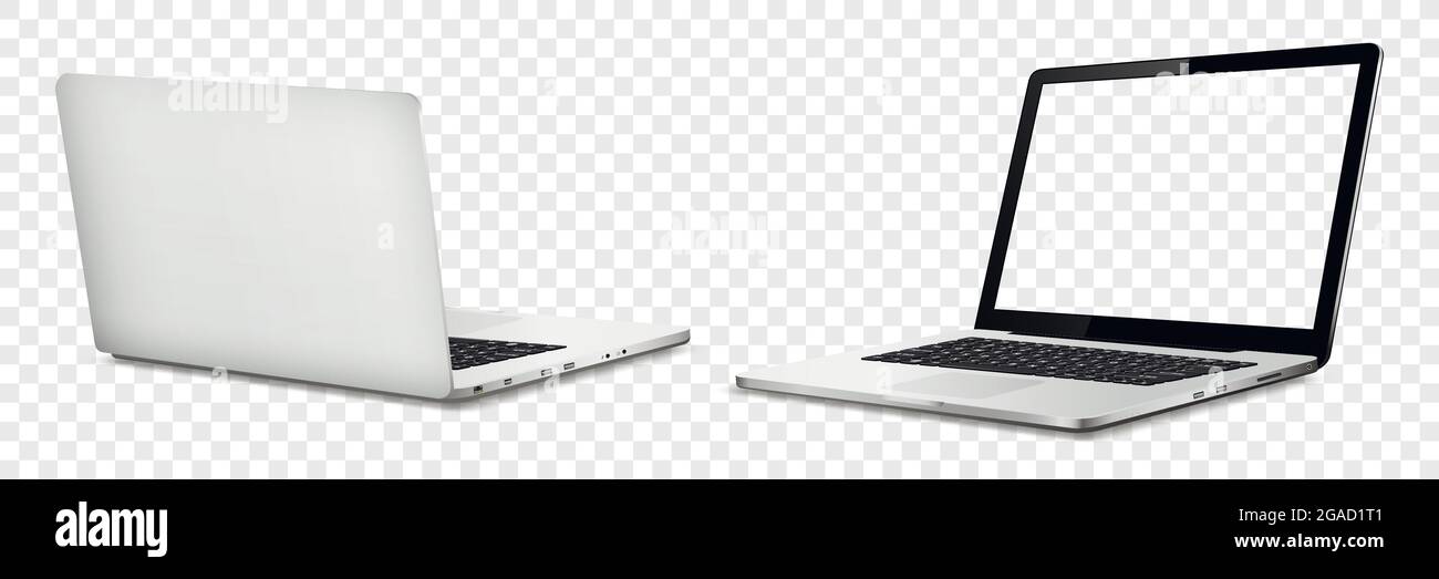 Laptop front and back side mock up with transparent screen Stock Vector ...