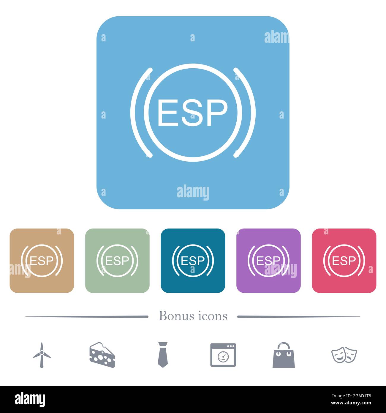 Car electronic stability program indicator white flat icons on color ...