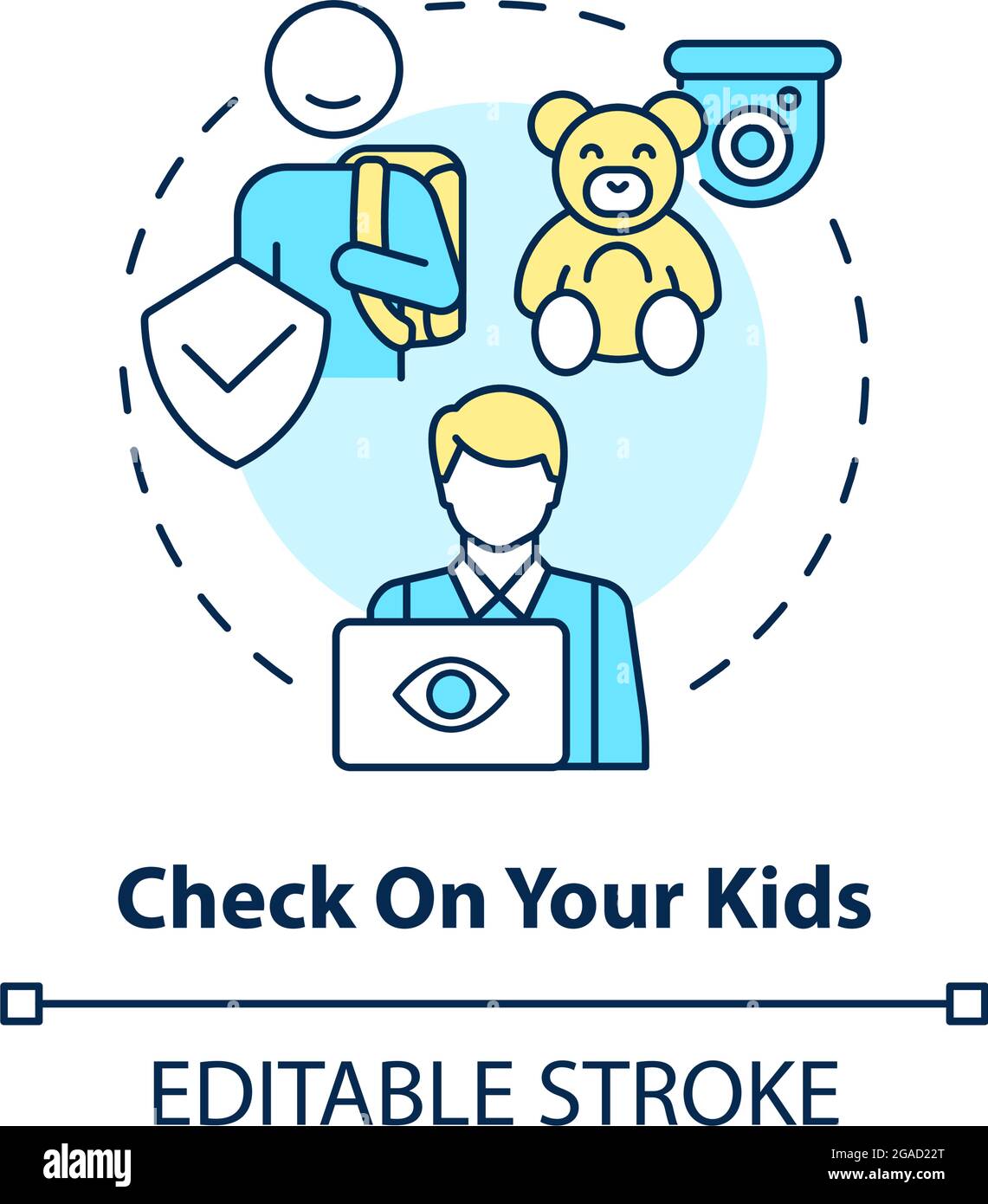 Check on your kids concept icon. Camera security systems. Remote ...