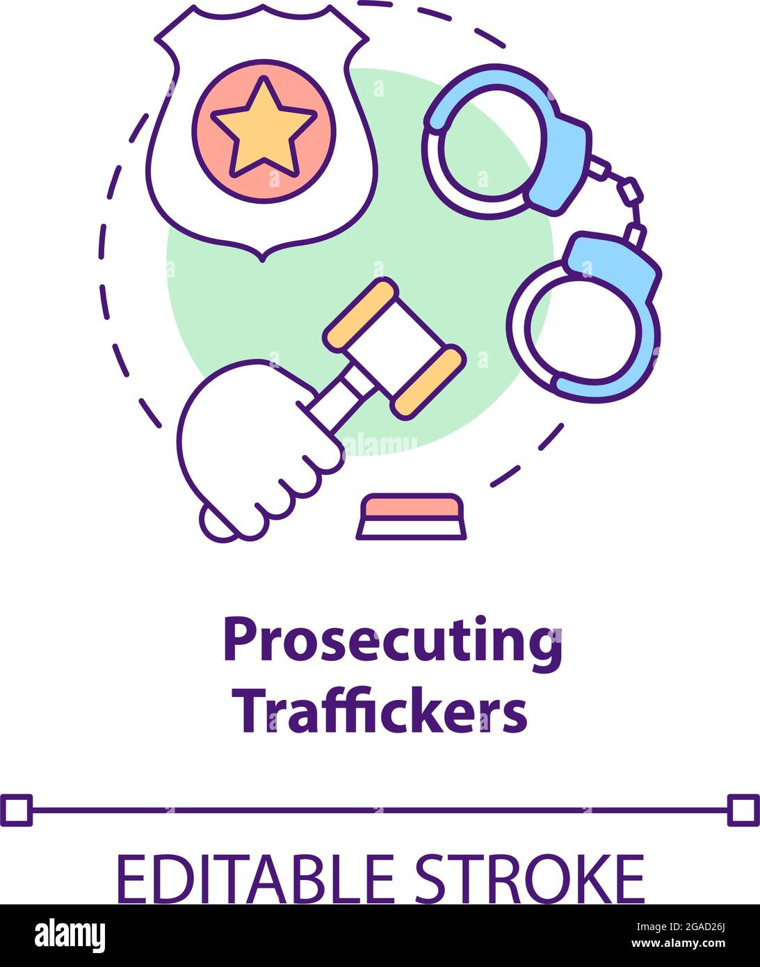 Prosecuting traffickers concept icon. Human traffic crime investigation ...