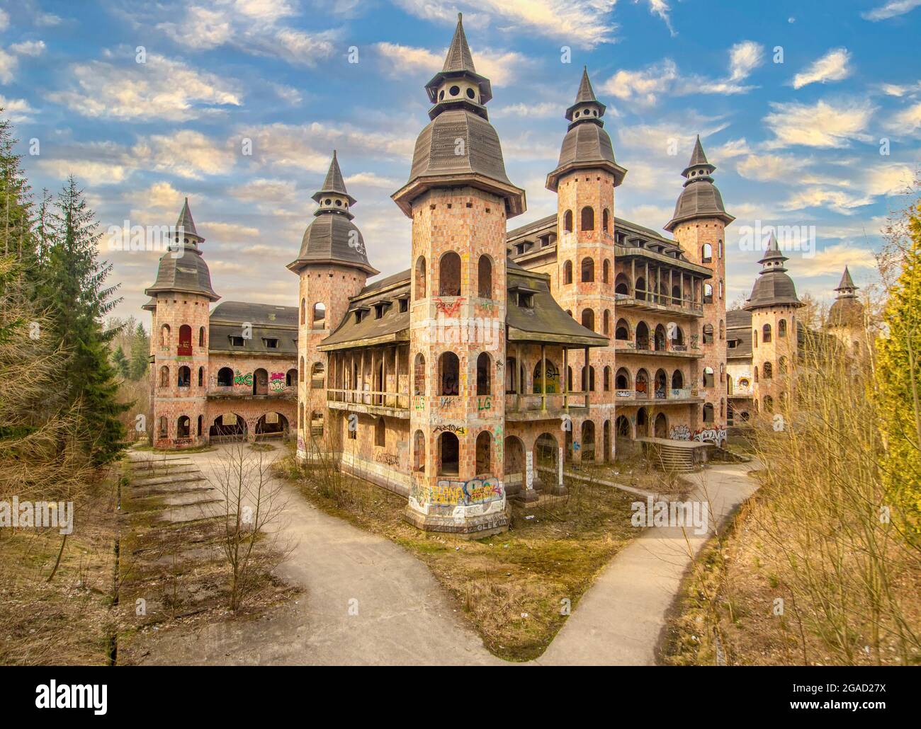 Built in 1983 but never finished, the ruins of Łapalice Castle are an ...