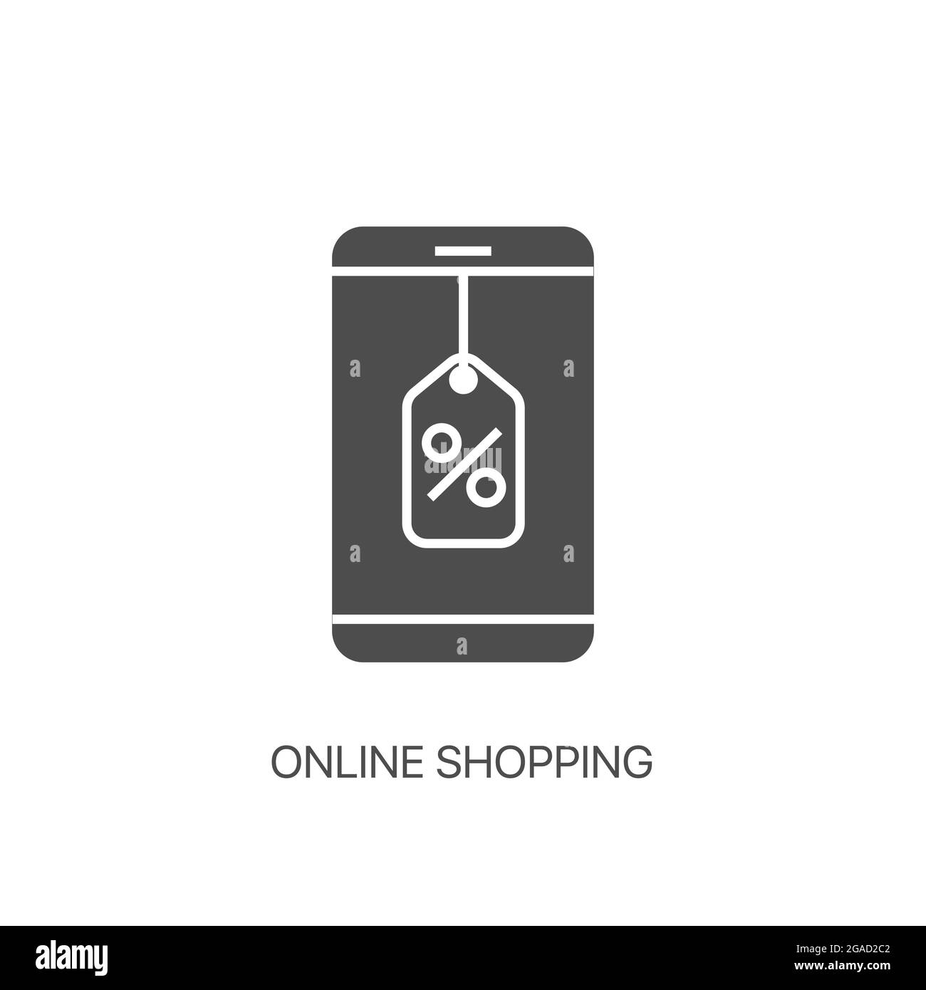 Online shopping line icon. Discount sticker shape Stock Vector Image ...