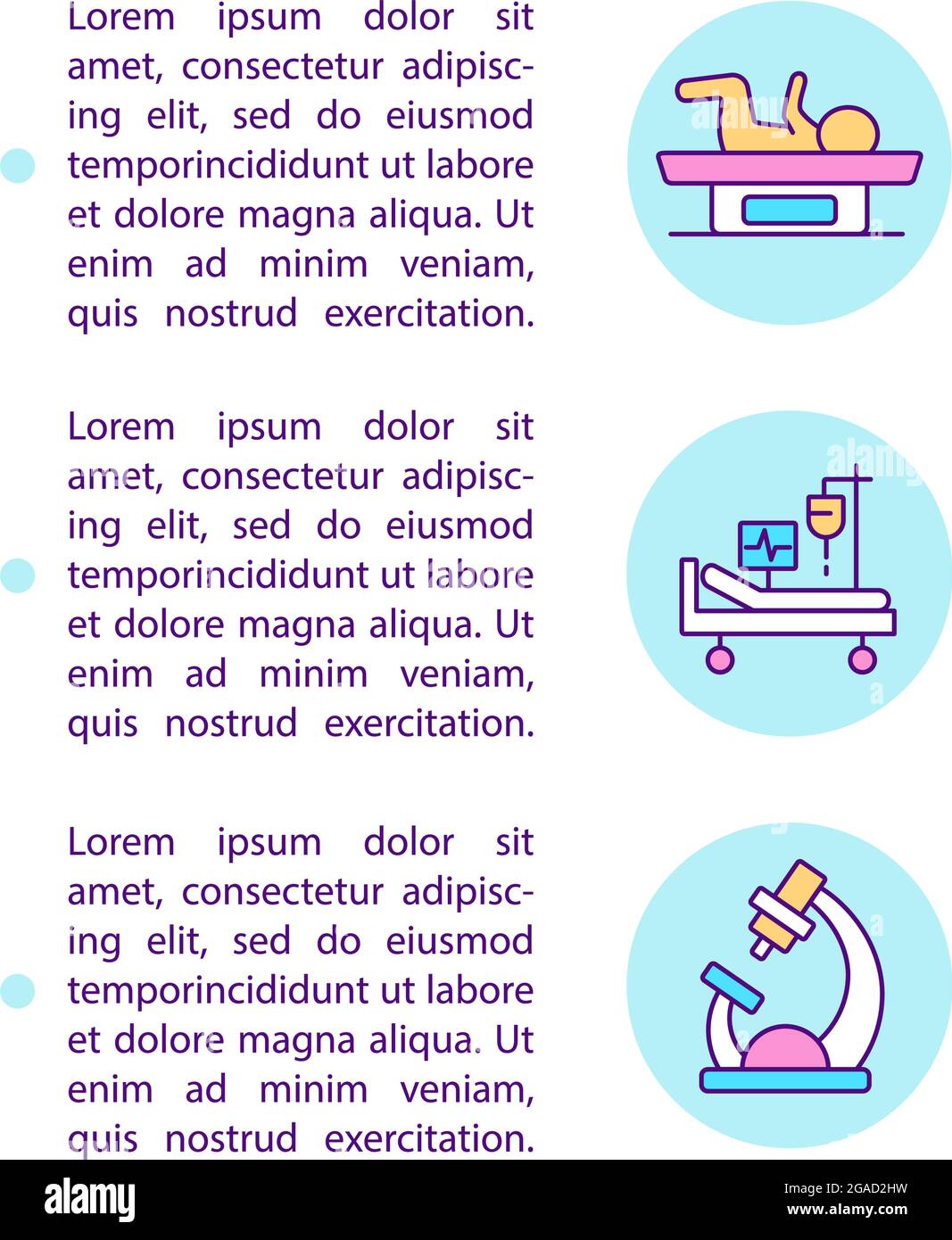 Humanitarian hospitals aid concept line icons with text. PPT page ...