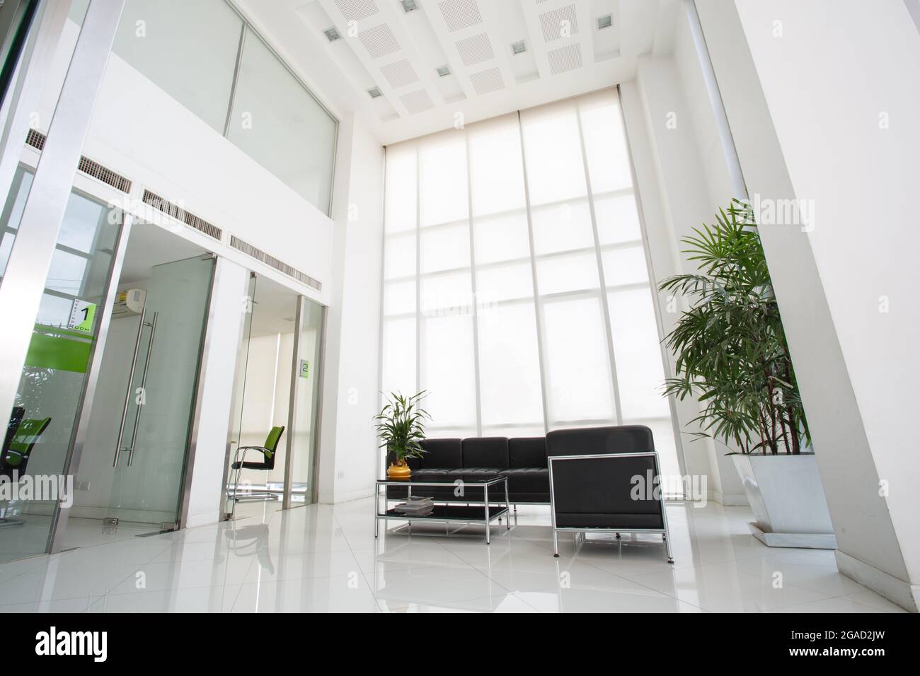 Inside of space in modern office, wide angle Stock Photo - Alamy