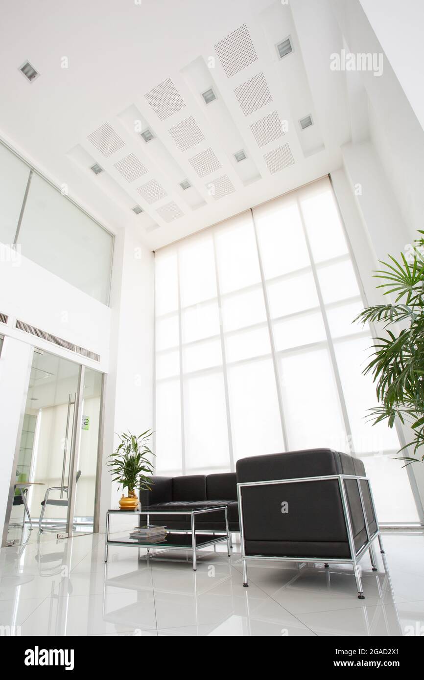Inside of space in modern office, wide angle Stock Photo - Alamy