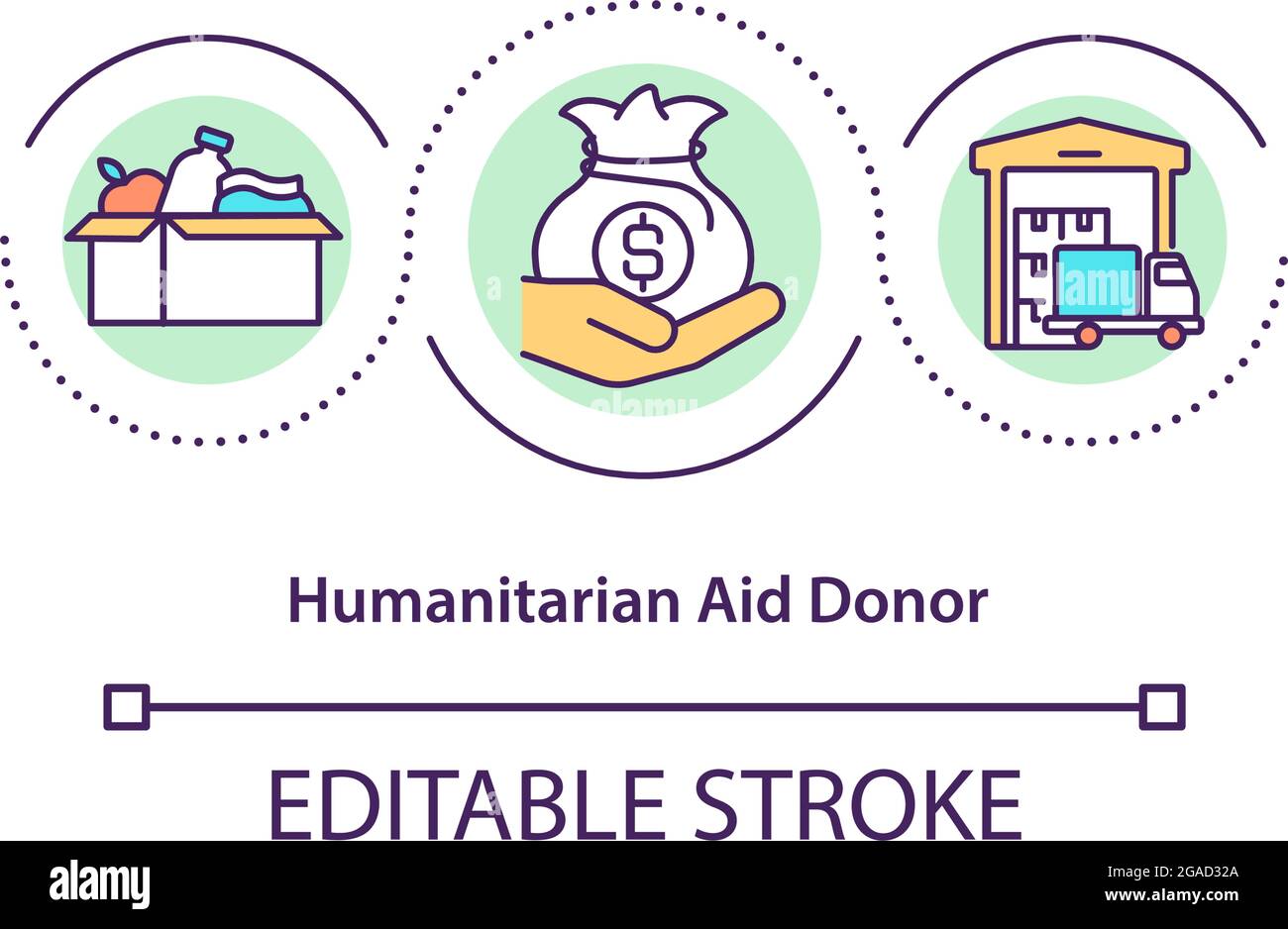Humanitarian aid donor concept icon Stock Vector Image & Art - Alamy