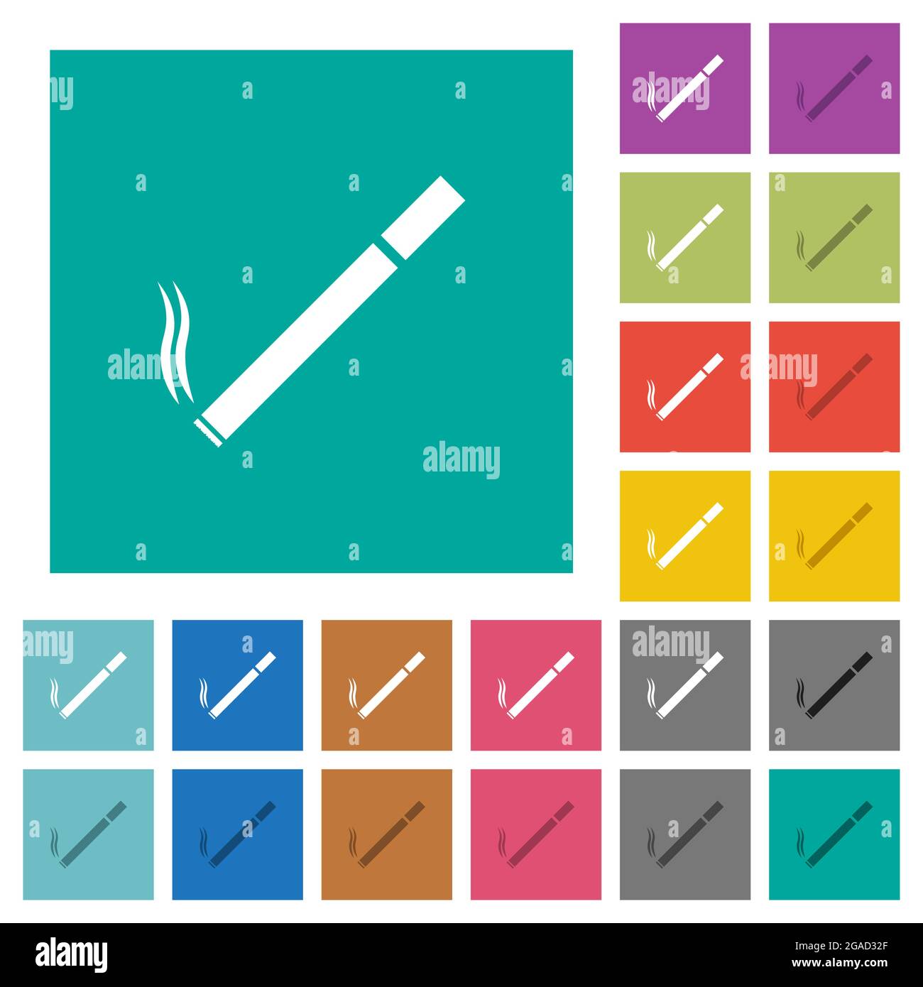 Cigarette multi colored flat icons on plain square backgrounds ...