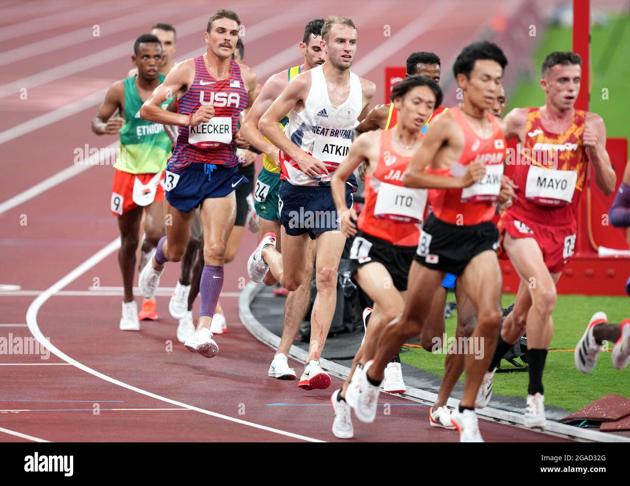 Great Britain's Sam Atkin (centre) in action during the Men's 10,000 ...