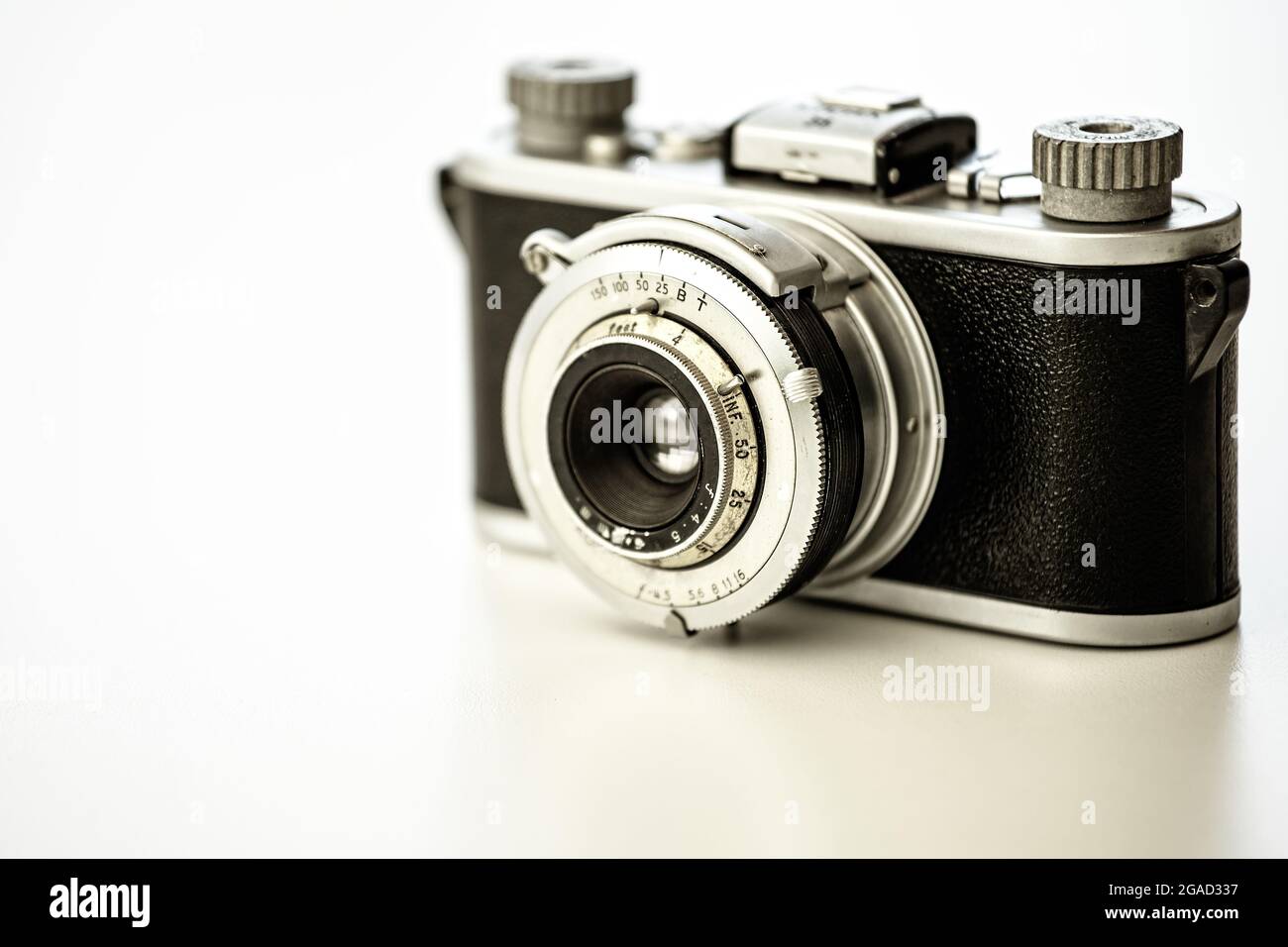 Vintage style manual film camara with old style processed Stock Photo ...