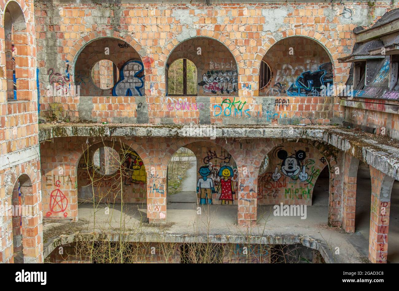 Built in 1983 but never finished, the ruins of Łapalice Castle are an ...