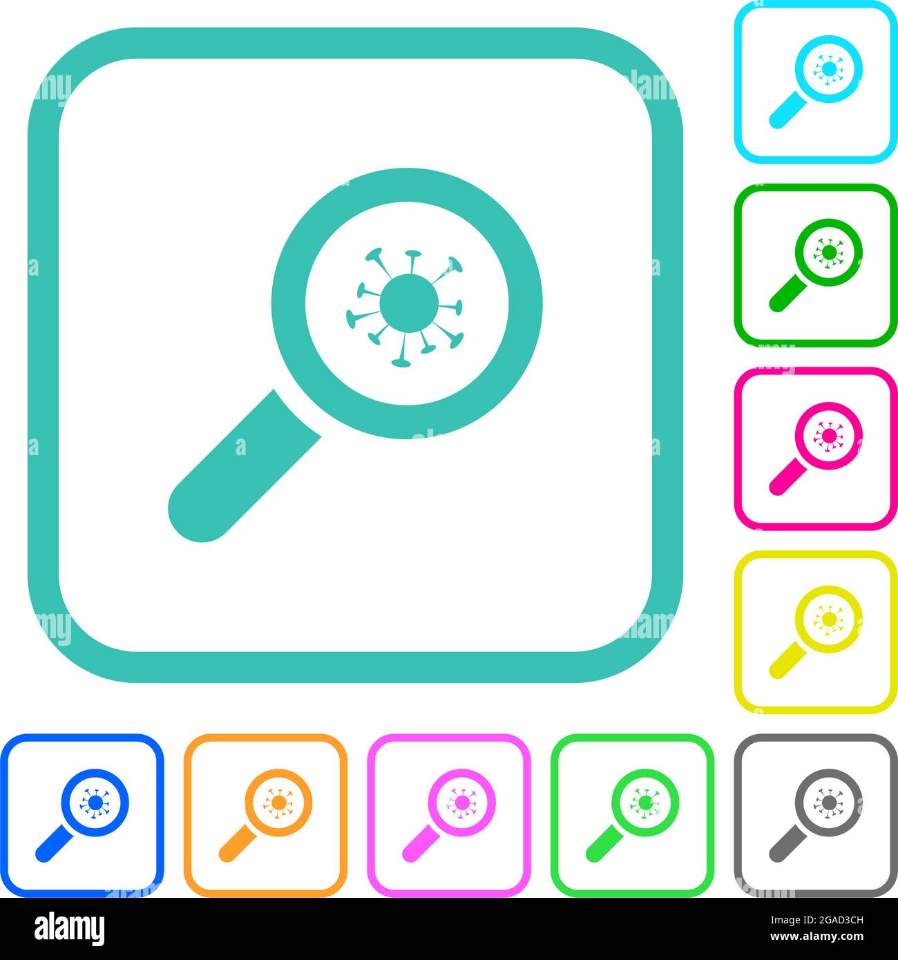 Covid inspection vivid colored flat icons in curved borders on white ...