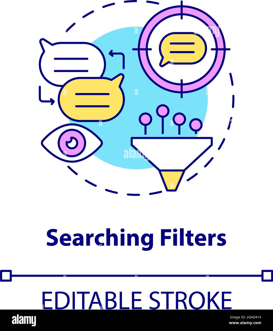 Searching filter concept icon. Content data check. Online tool for info ...