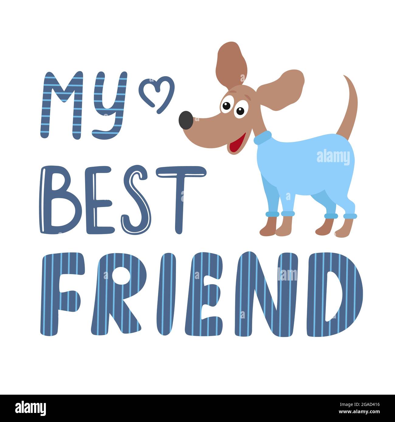 My best friend colligraphy and dog vector illustration Stock Vector ...
