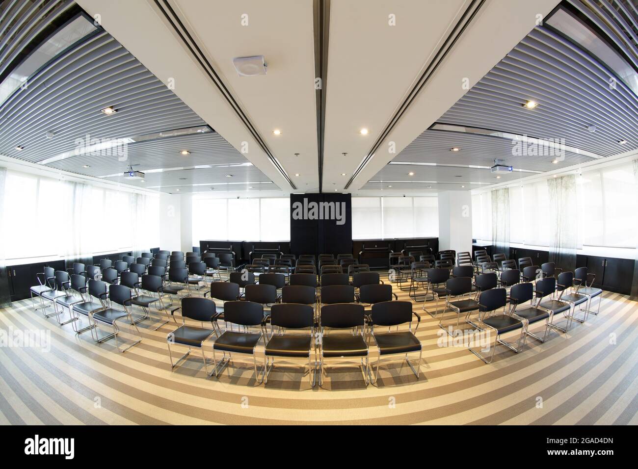Empty meeting room taken with fisheye lens Stock Photo - Alamy