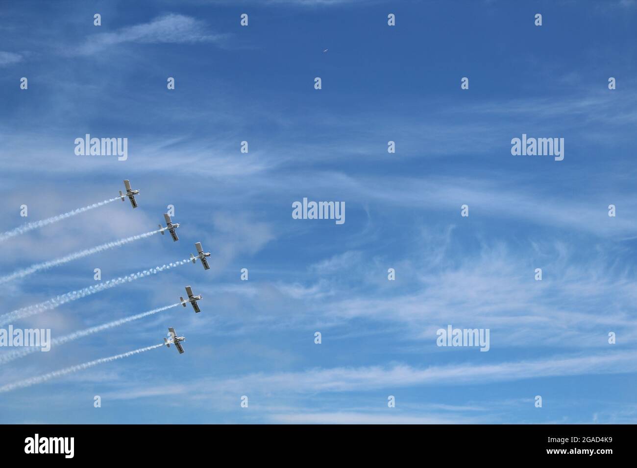 Acrobatic aricraft flying high speed maneuvers Stock Photo - Alamy