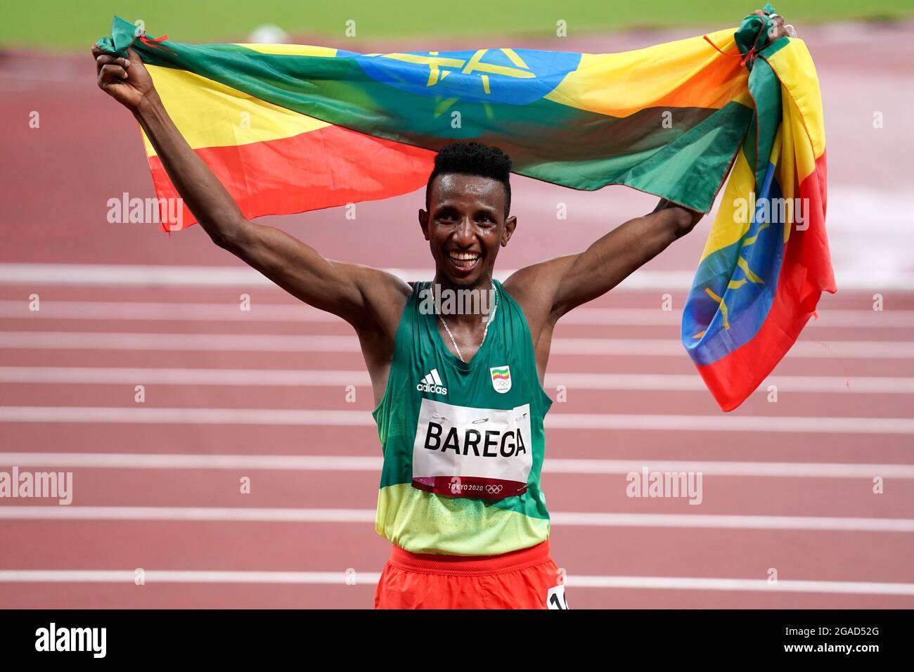 Ethiopia's Selemon Barega celebrates winning the Men's 10,000 metres at ...