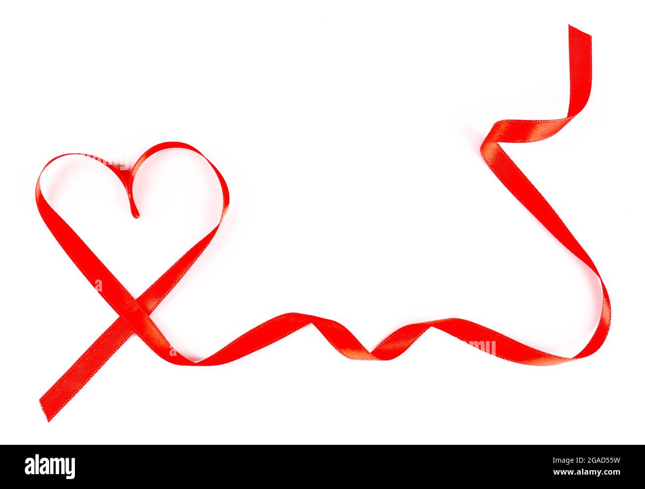 Red heart ribbon isolated on white Stock Photo - Alamy