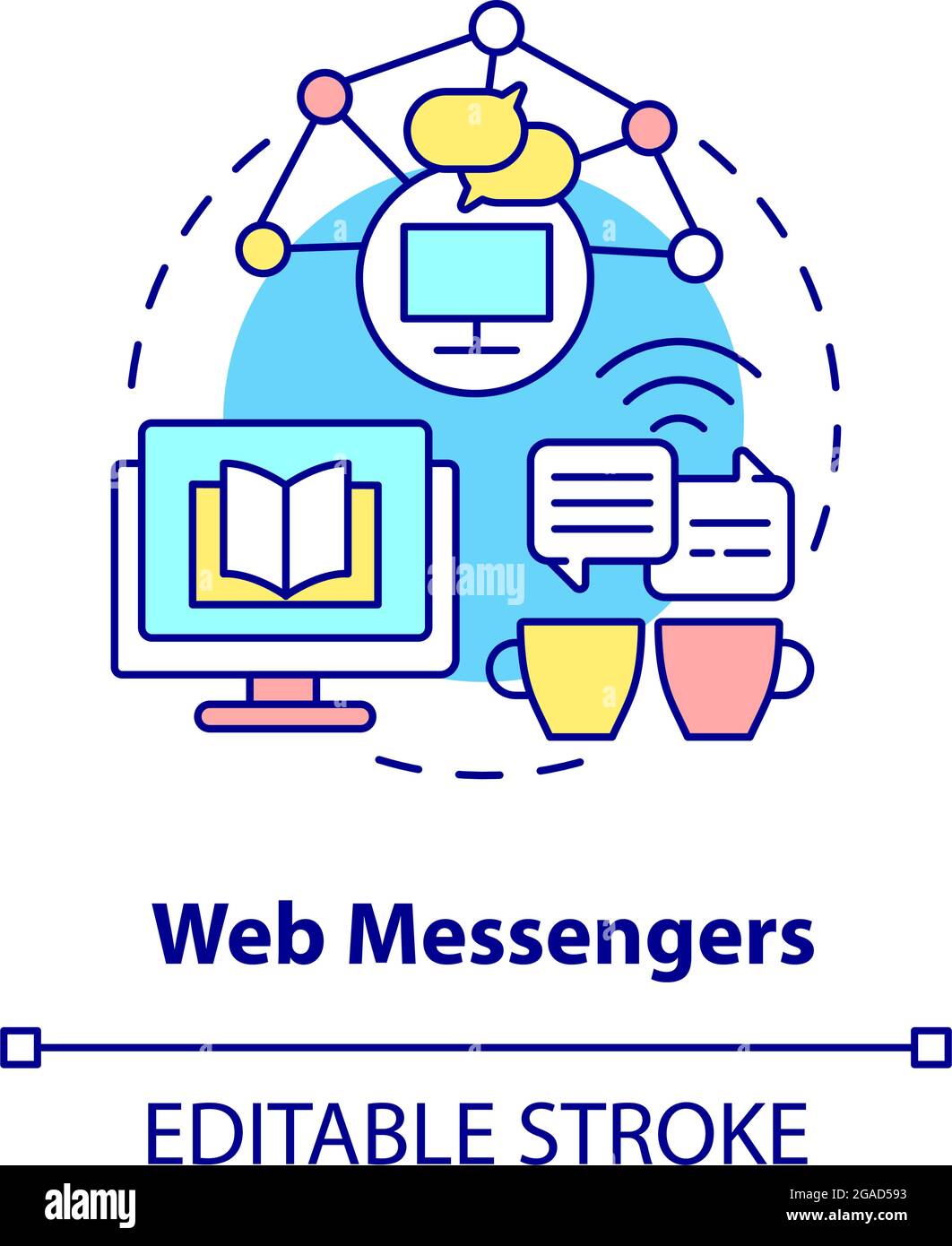 Web messenger concept icon. Digital texting platform. Online ...