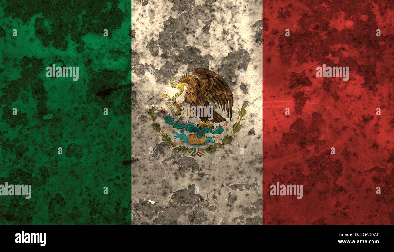 Mexico aged flag grunge background illustration - High quality detailed ...