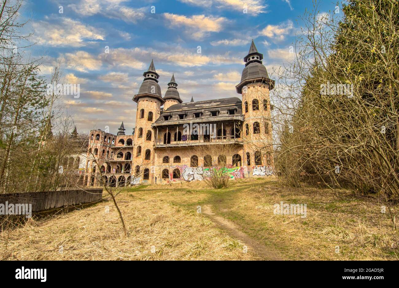Built in 1983 but never finished, the ruins of Łapalice Castle are an ...