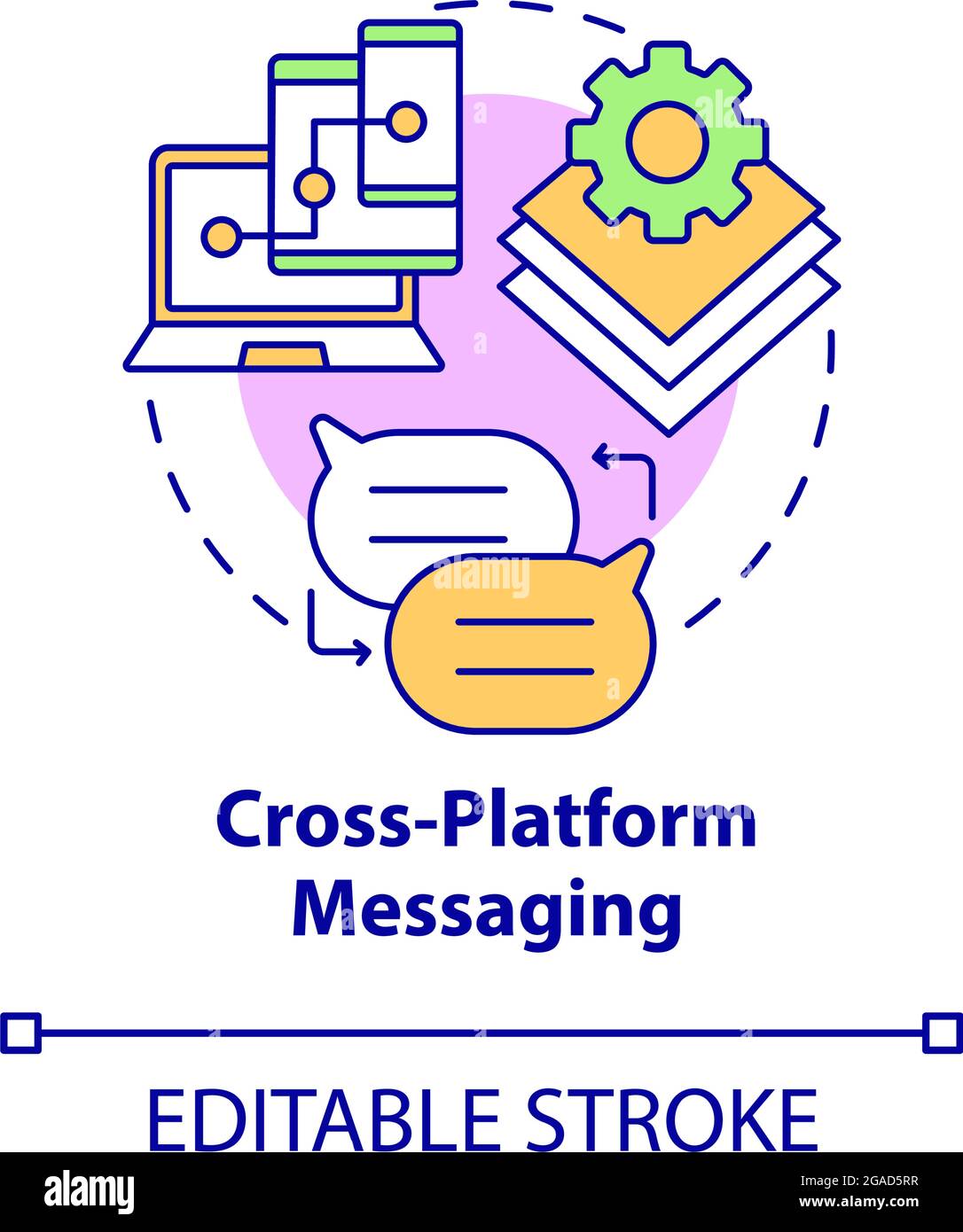 Cross platform messaging concept icon. Synchronization between devices ...
