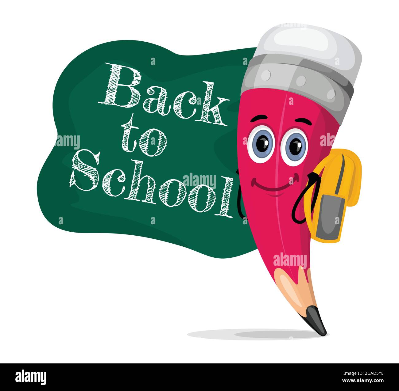 Cute educational pencil character. cloud concept with text back to ...