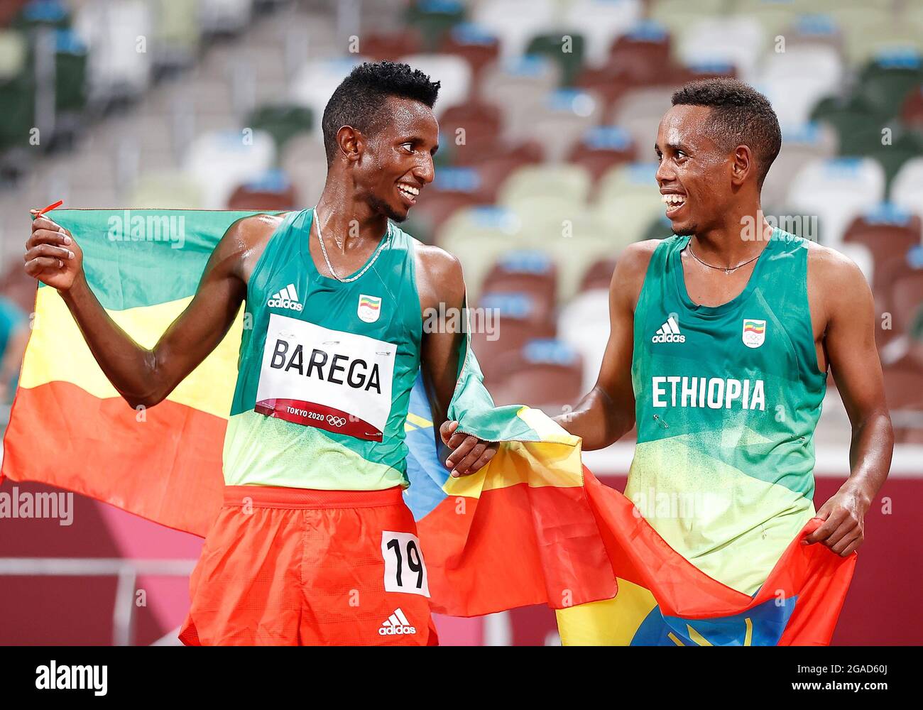 Tokyo, Japan. 30th July, 2021. Selemon Barega of Ethiopia (L ...