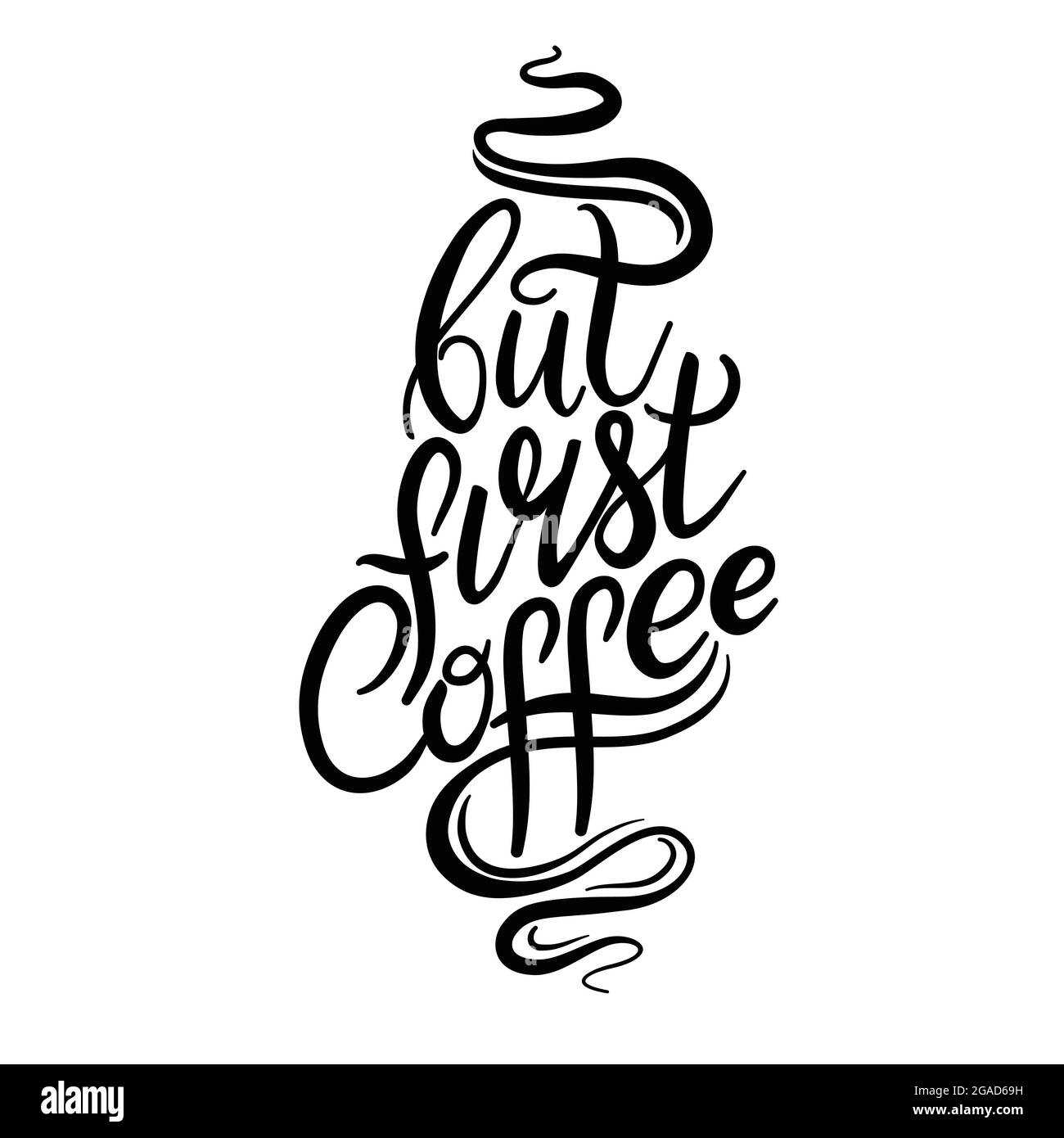 Hand drawn calligraphy and brush pen lettering word coffee. Design of ...