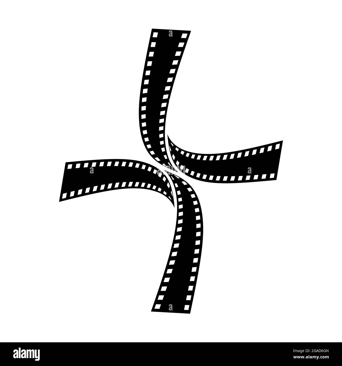 Curved film strip, element for cinema design. Movie and video symbol ...