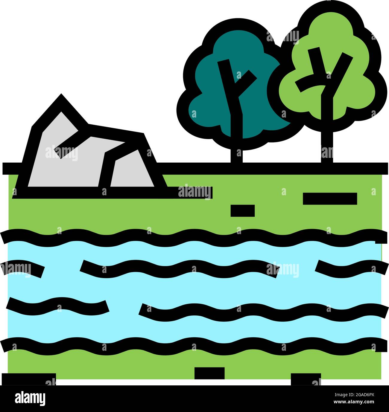 river landscape color icon vector illustration Stock Vector Image & Art ...