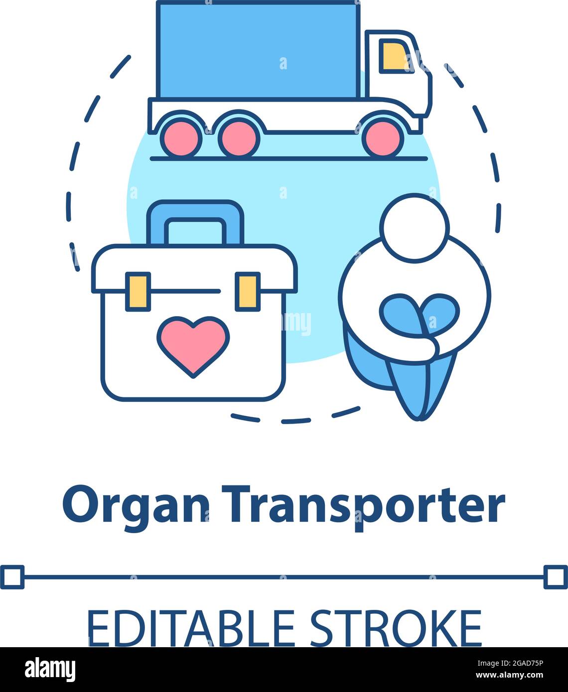 Organ transporter concept icon. Illegal organ transfer for black market ...