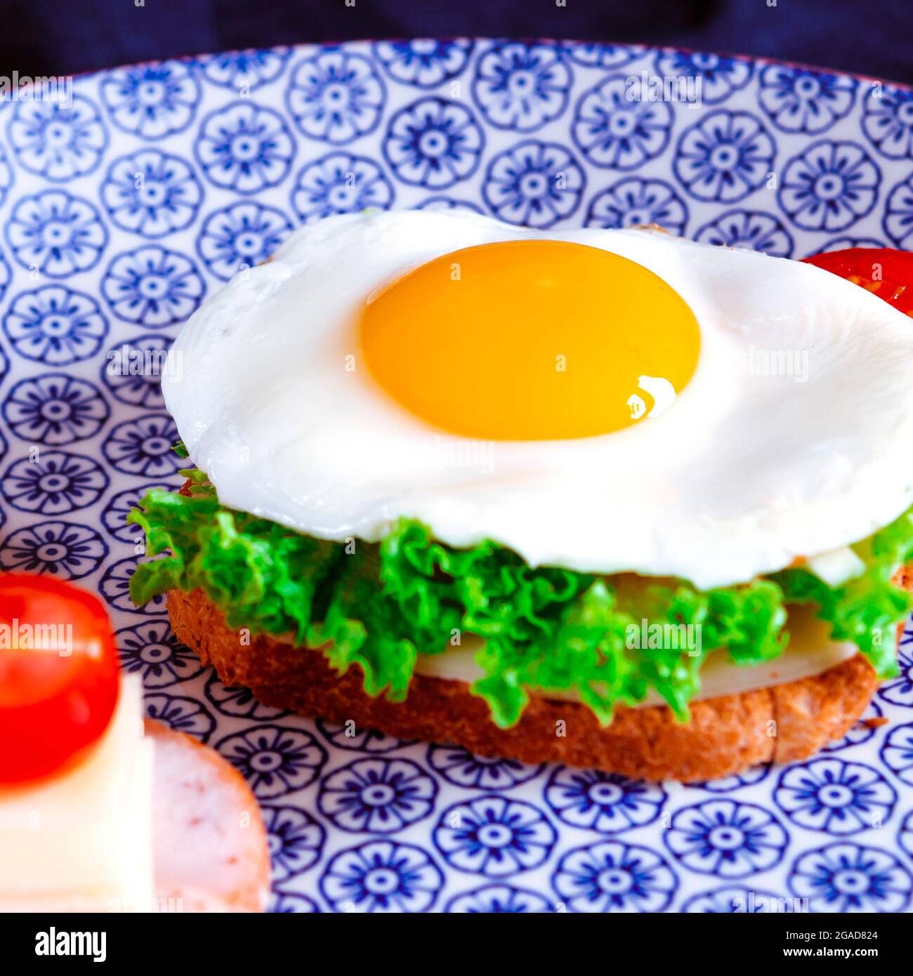 good morning. traditional breakfast of scrambled eggs and sandwiches ...