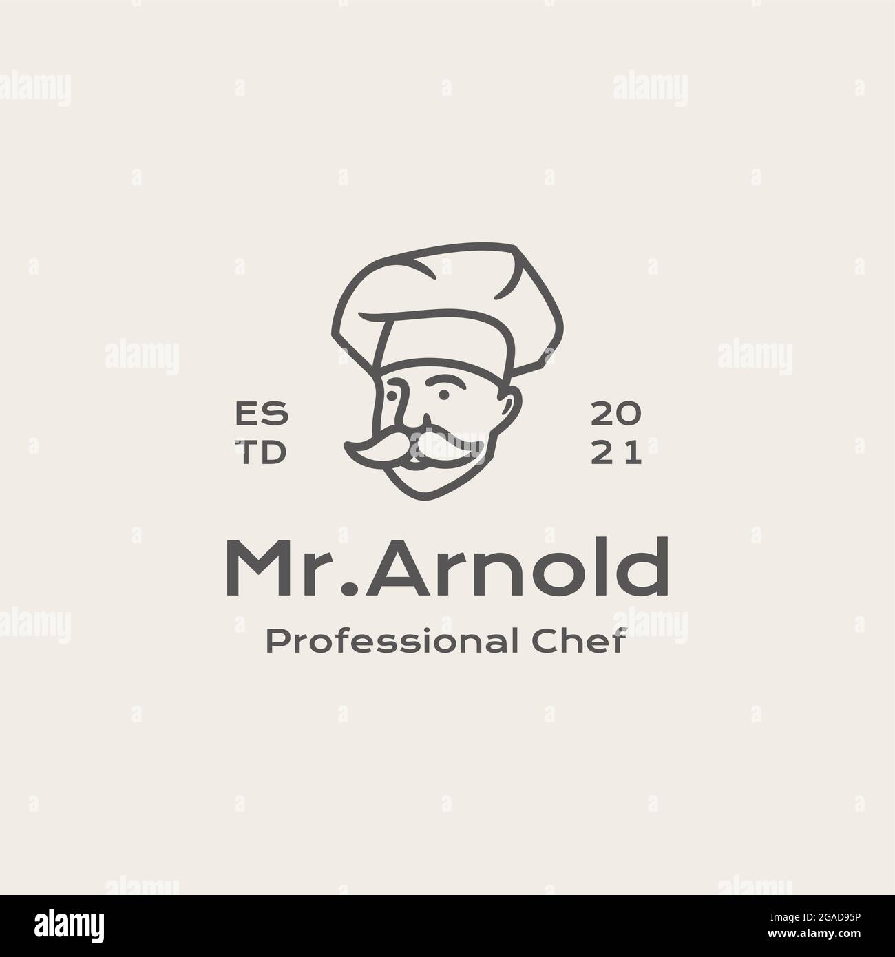Vintage Hipster Line art Chef / Restaurant logo design inspiration ...