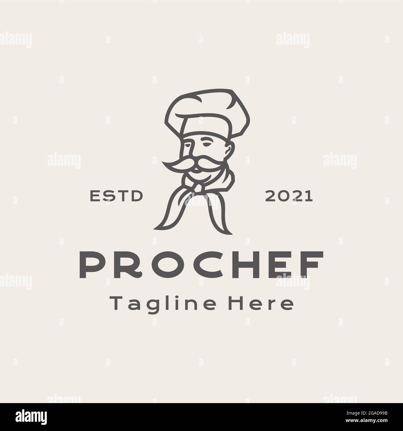 Vintage Hipster Line art Chef / Restaurant logo design inspiration ...