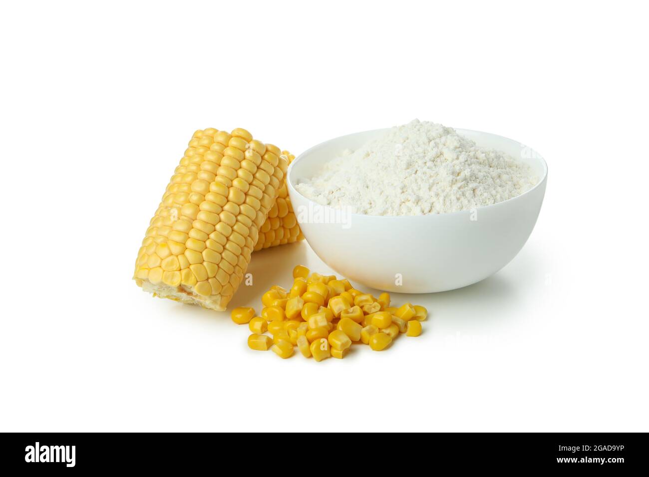 Corn and flour isolated on white background Stock Photo - Alamy