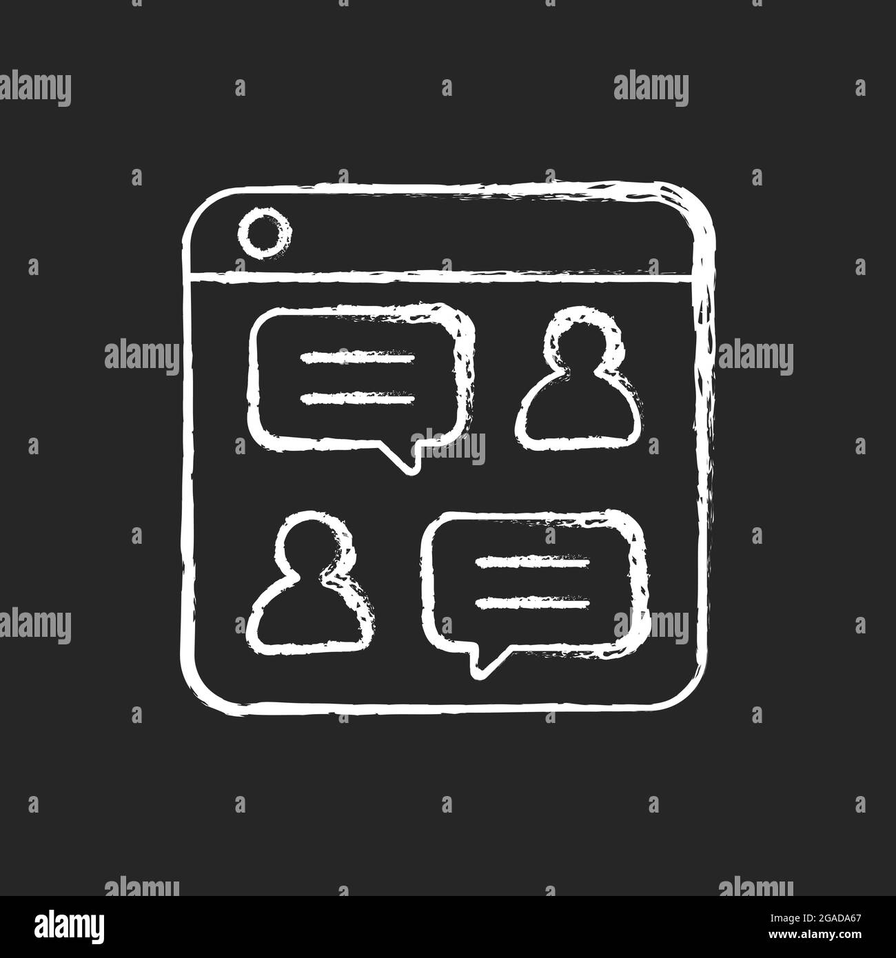Social discussion platforms chalk white icon on dark background Stock ...