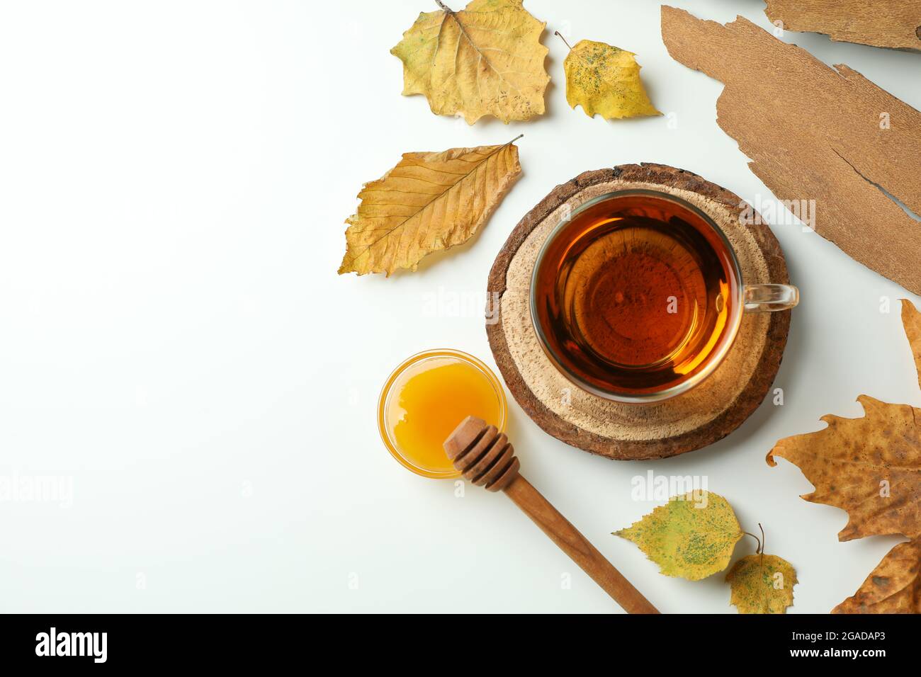 Cozy autumn concept background with tea drink Stock Photo - Alamy