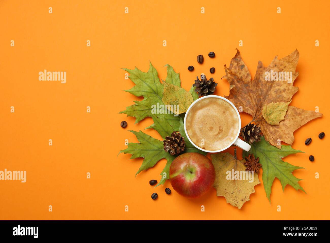 Cozy autumn concept background with coffee drink Stock Photo - Alamy
