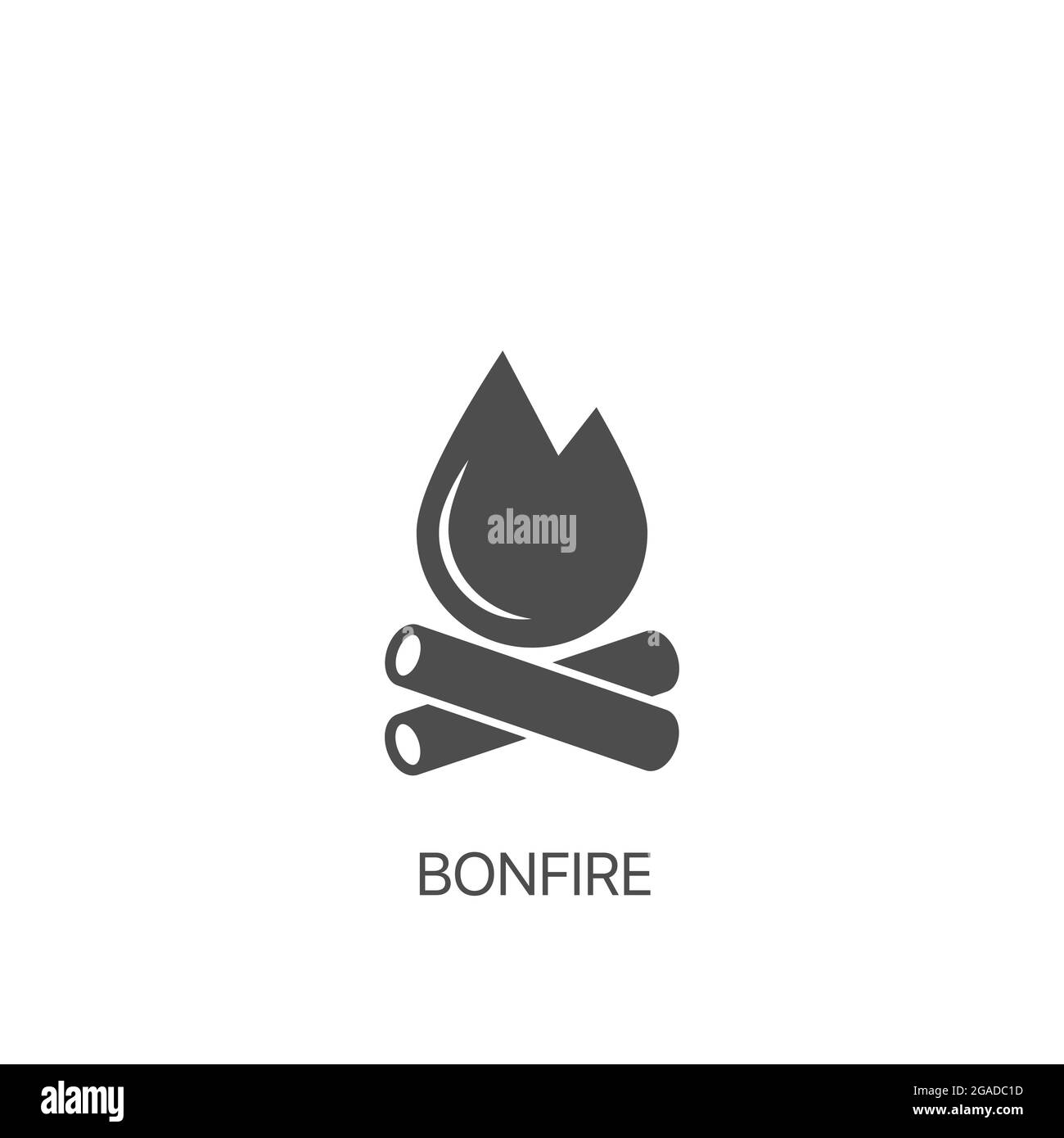Bonfire outline simple vector icon. Fire flame silhouette Stock Vector ...
