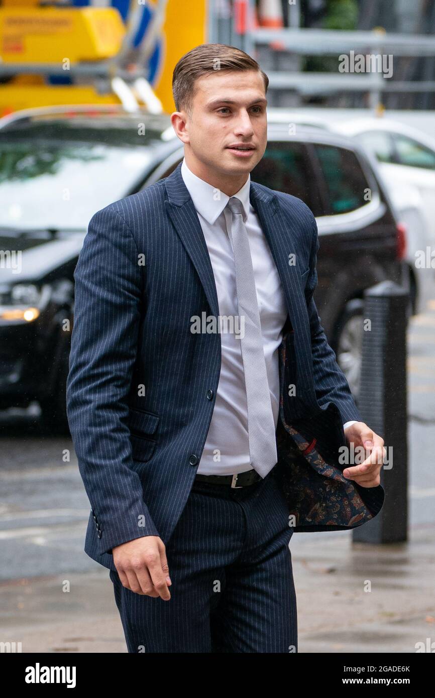 Lewis Hughes, 23, arrives at Westminster Magistrates' Court in London ...