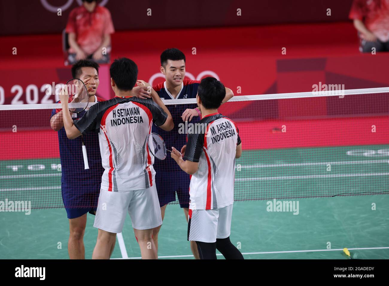 Tokyo, Japan. 30th July, 2021. LEE Yang and WANG Chi-Lin (TPE), AHSAN Mohammad and SETIAWAN ...